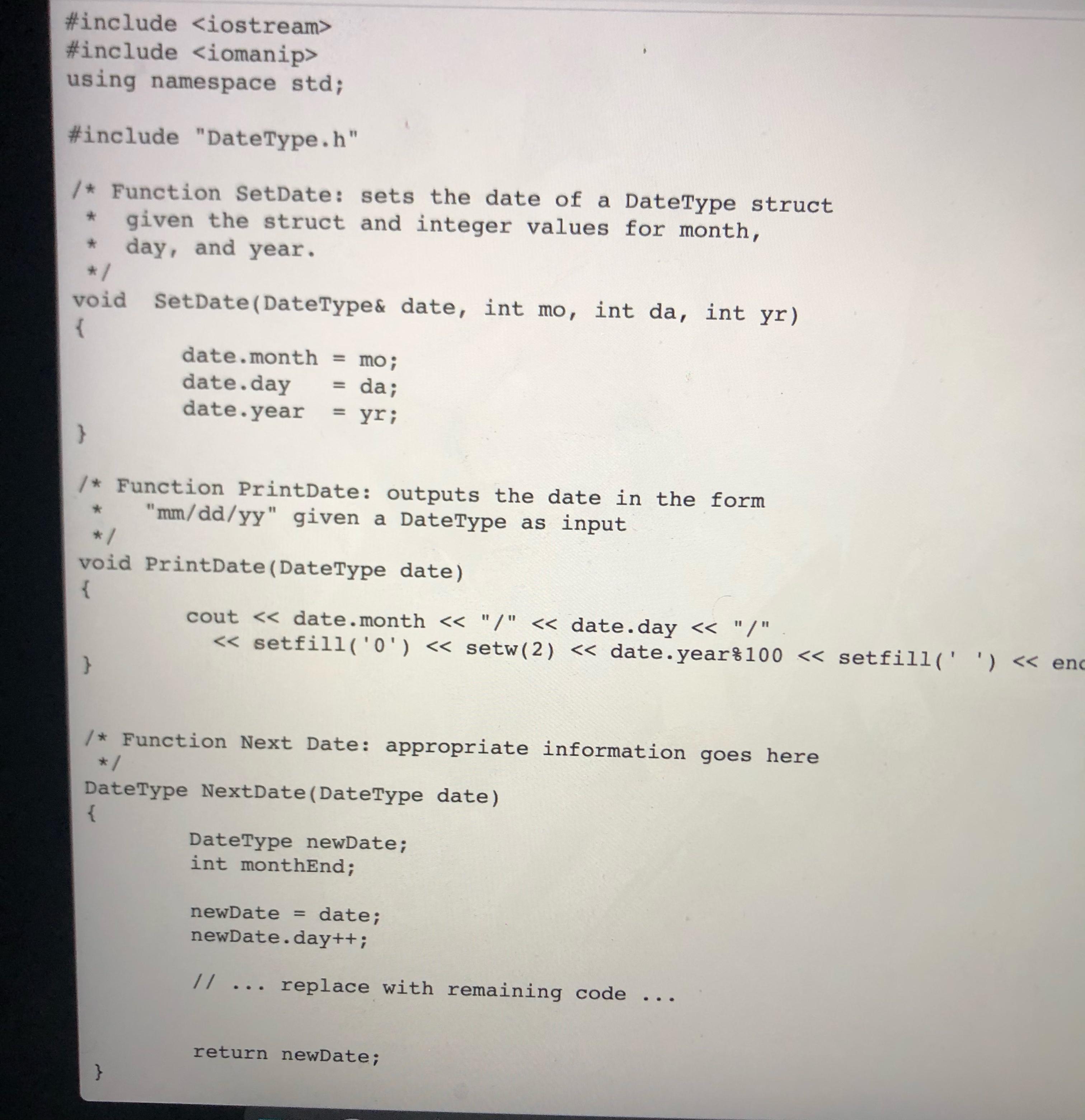 Solved #ifndef DateType_h #define DateType_h /* To prevent | Chegg.com