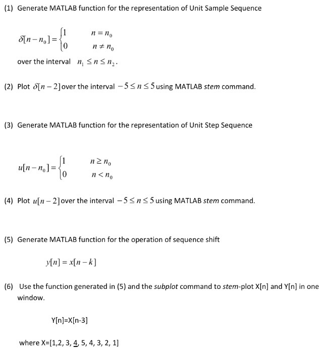 Solved Generate Matlab Function For The Representation Of