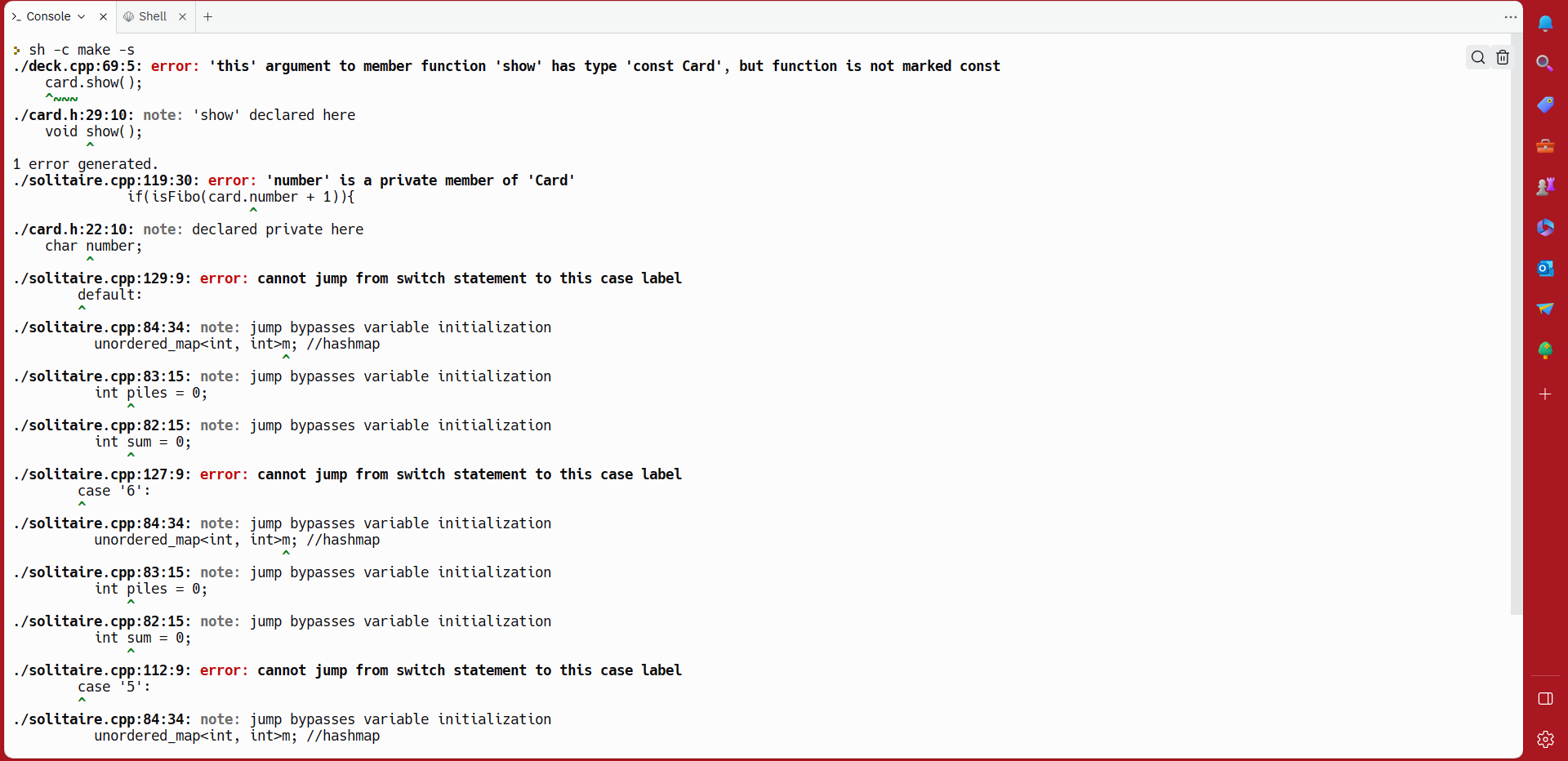 Solved C+ deck.cpp > ... 54 int j=i+(rand() \% (52−1)); Card | Chegg.com
