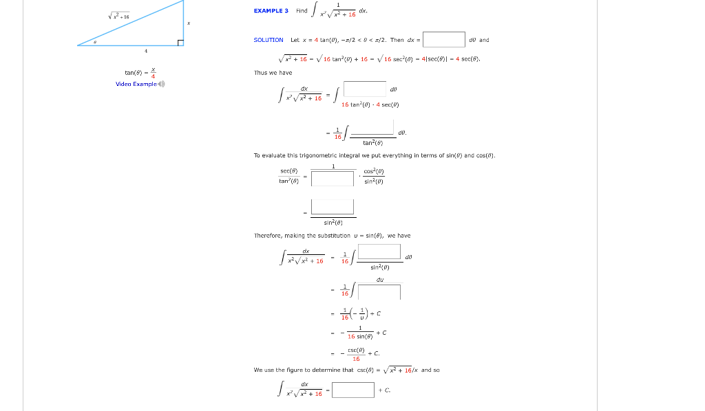 Solved EXAMPLE 3 Find ∫x2x2+16dx. SOLUTION Let | Chegg.com