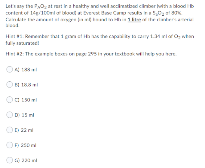 Solved Let's say the PAO2 at rest in a healthy and well | Chegg.com
