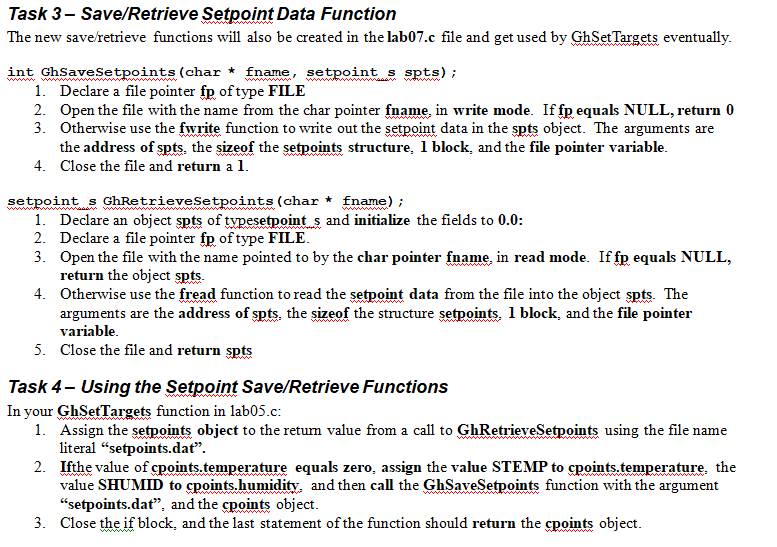 Solved Task 3-Save/Retrieve Setpoint Data Function The new | Chegg.com Solved Task 3-Save/Retrieve Setpoint Data Function The new | Chegg.com