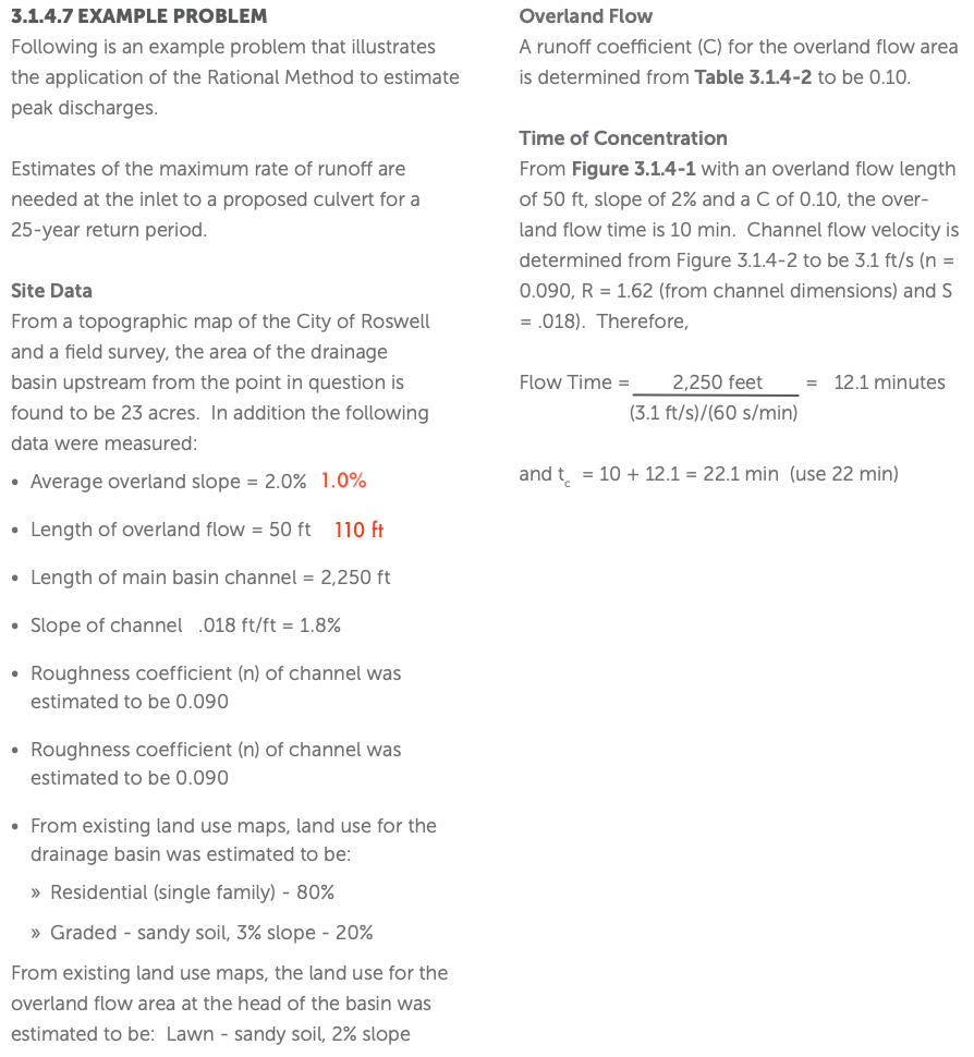 Solved Overland Flow 3.1.4.7 EXAMPLE PROBLEM Following is an | Chegg.com