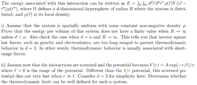 Solved 2) Consider a system with particles that interact via | Chegg.com