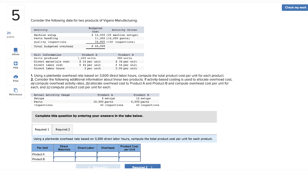 Solved Check my work 5 Consider the following data for two | Chegg.com