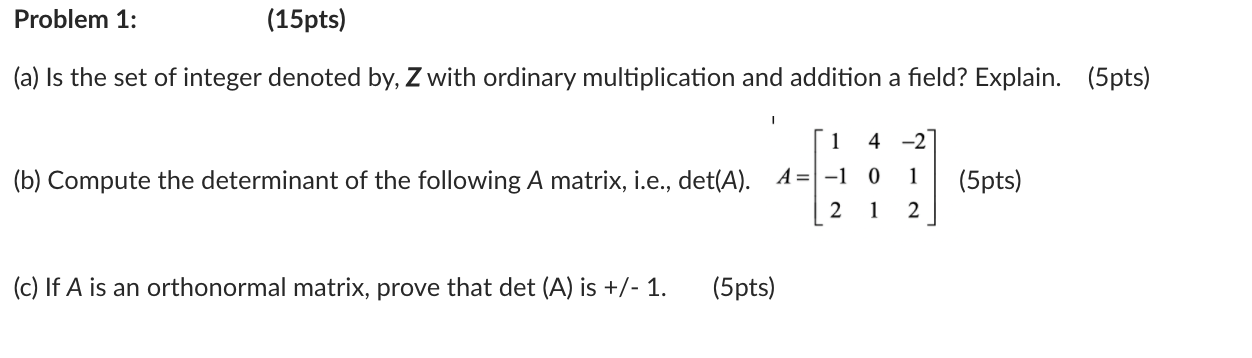 Solved Problem 1: (15pts) (a) Is the set of integer denoted | Chegg.com
