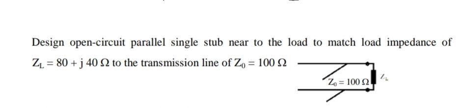 Solved Design open-circuit parallel single stub near to the | Chegg.com