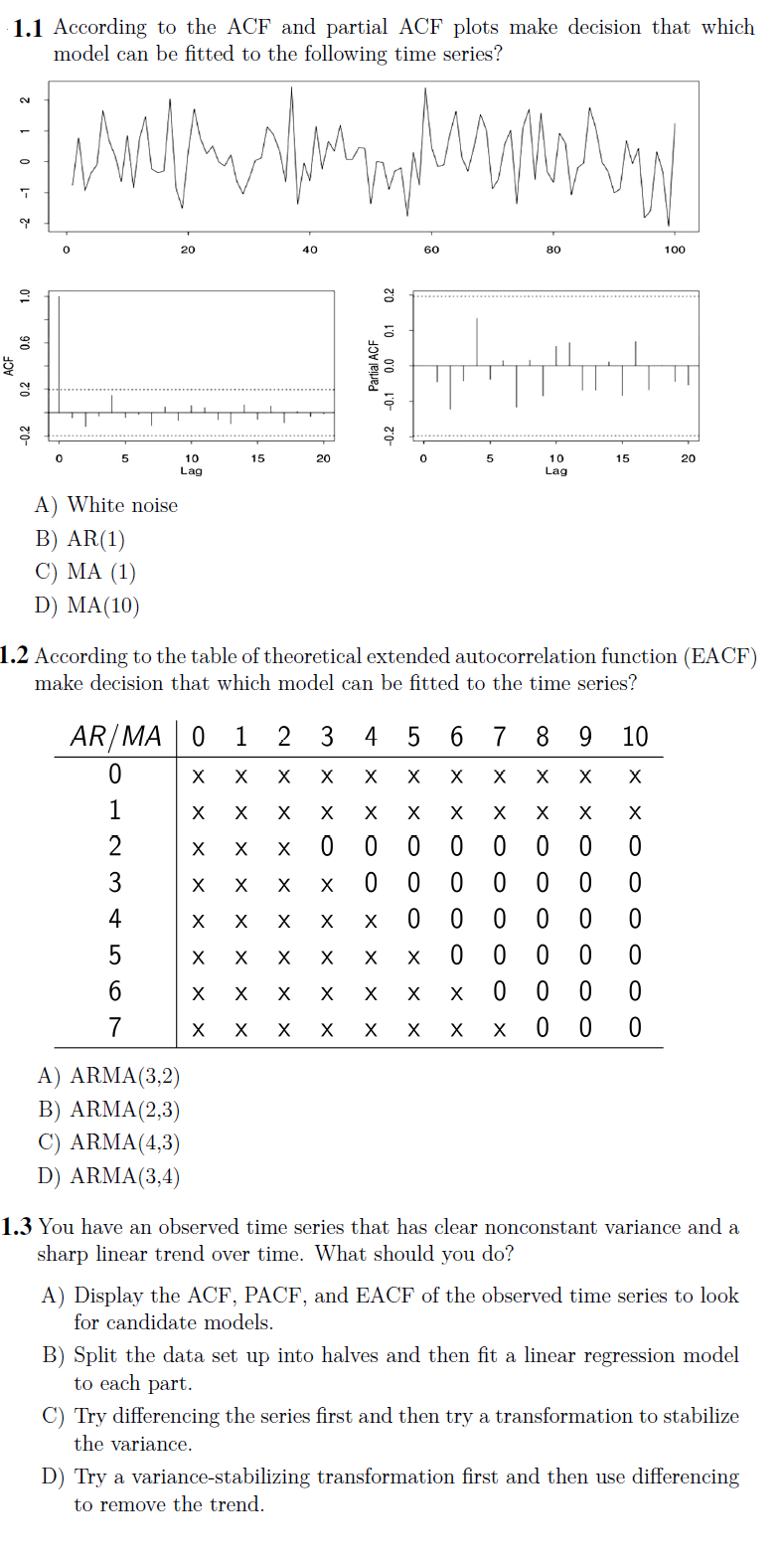 Solved 1.1 According to the ACF and partial ACF plots make | Chegg.com