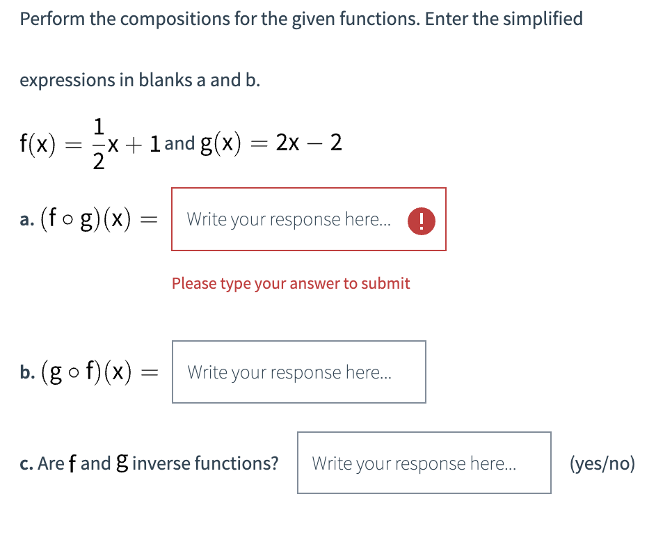 Solved Perform the compositions for the given functions. | Chegg.com