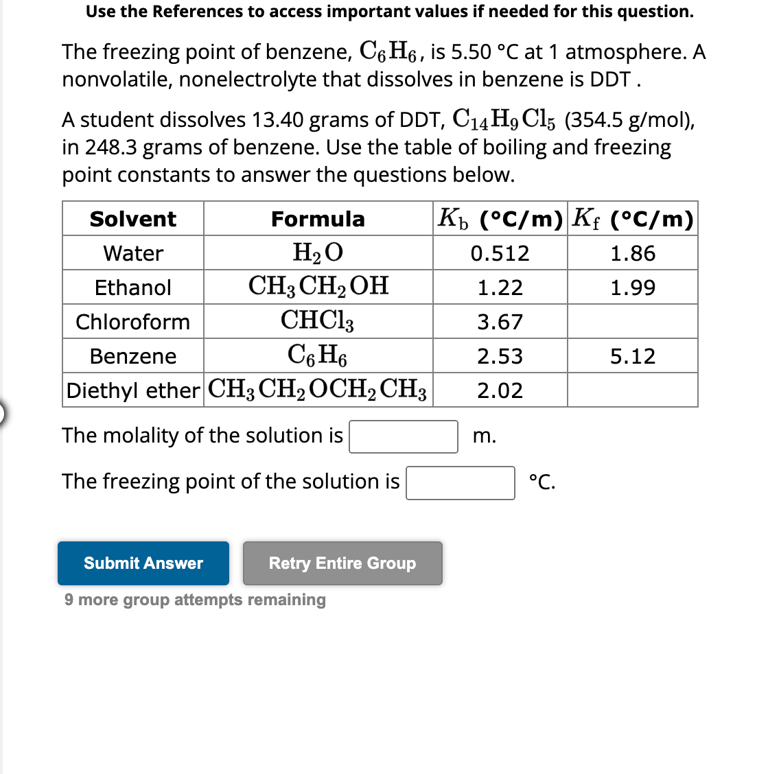 Solved Boiling Point Elevation/Freezing Point Depression | Chegg.com