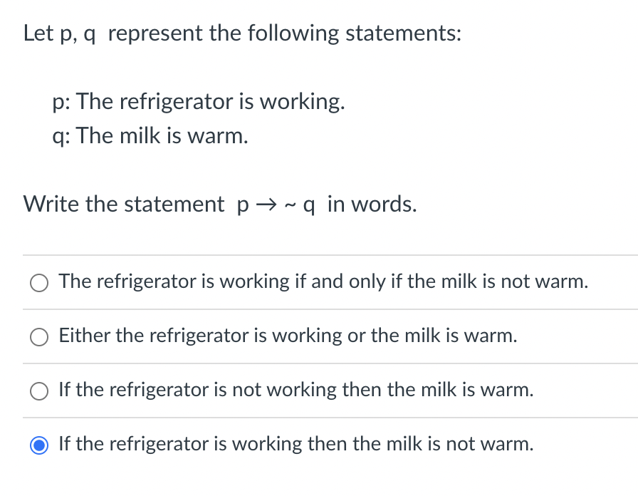 Solved Let p, q represent the following statements: p : The | Chegg.com