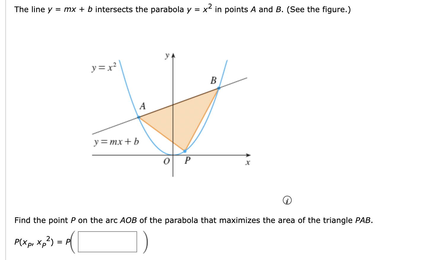 Solved The line y = mx + b intersects the parabola y = x2 in | Chegg.com