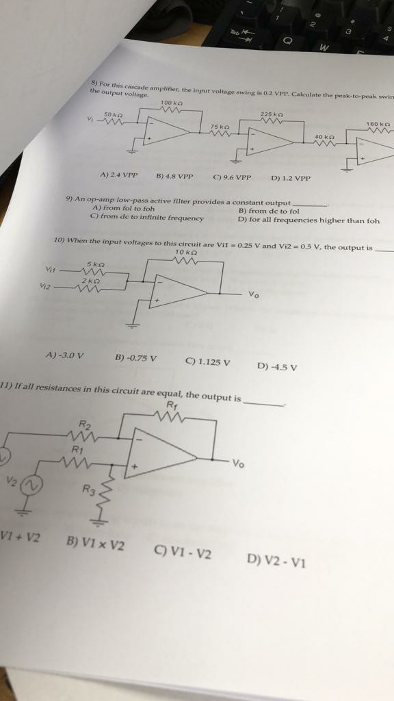Solved )For this cascade amplifier, the input voltage swing | Chegg.com