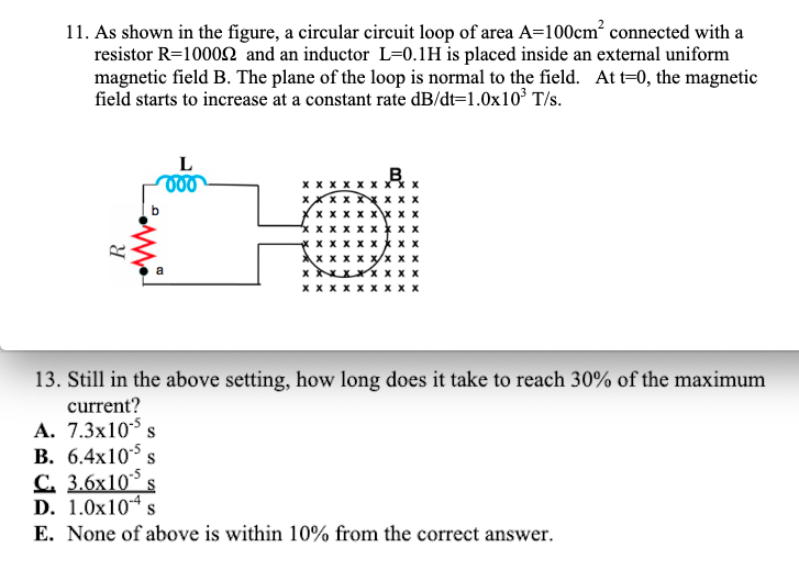 Solved 11. As shown in the figure, a circular circuit loop | Chegg.com