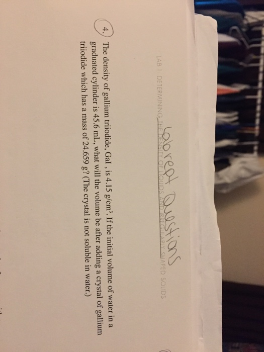 Solved The density of gallium triiodide, Gal, is 4.15 | Chegg.com
