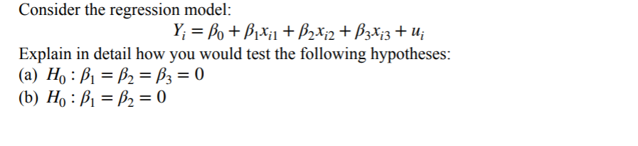 Solved Consider the regression model: Y; = Bo + B1Xi1 + | Chegg.com