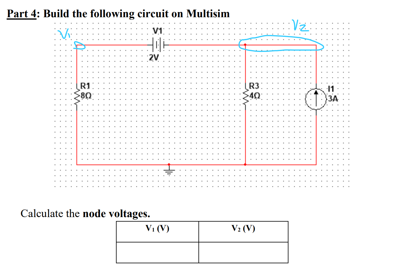 Solved Part 4: Build the following circuit on Multisim V V1 | Chegg.com