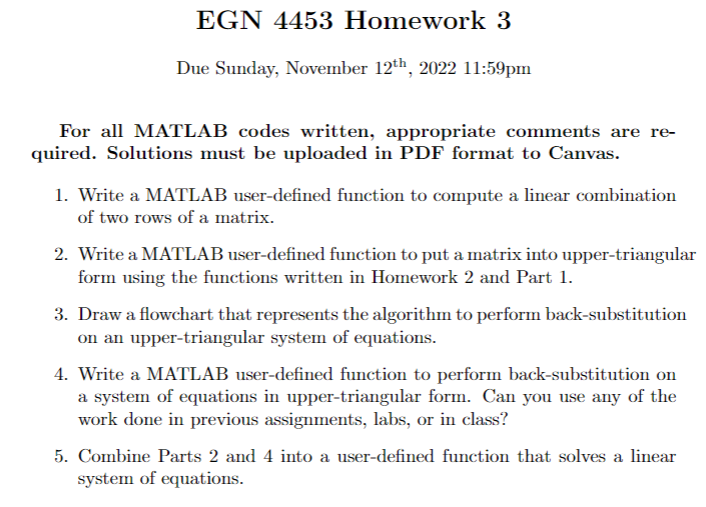 Solved For all MATLAB codes written, appropriate comments | Chegg.com