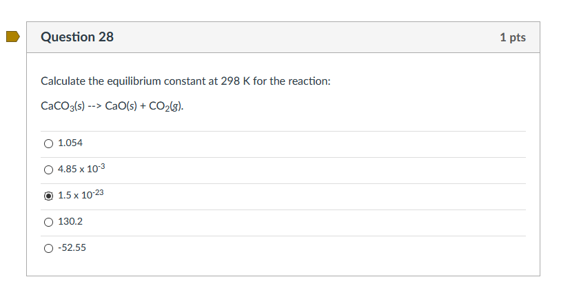 Solved Calculate the equilibrium constant at 298 K for the | Chegg.com