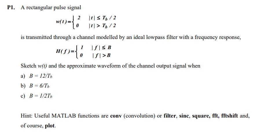P1. A rectangular pulse signal | Chegg.com