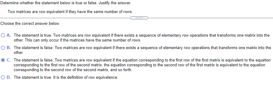 Solved Determine whether the statement below is true or | Chegg.com