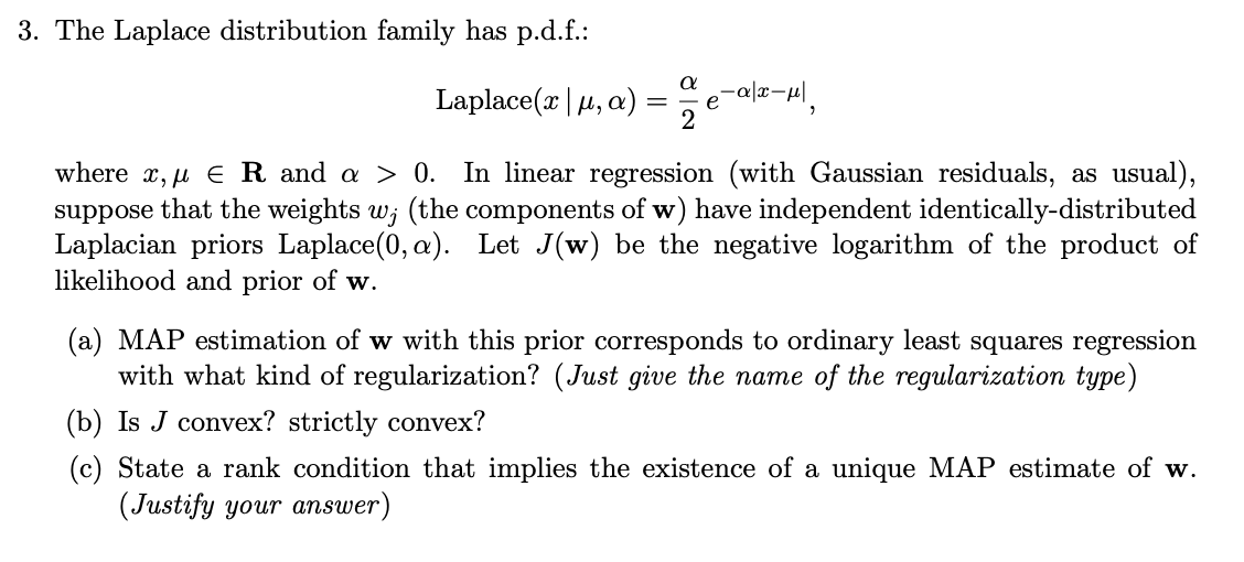 3. The Laplace distribution family has p.d.f.: | Chegg.com