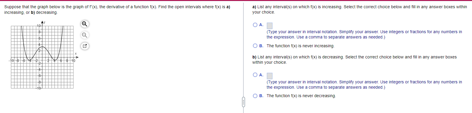 Solved A. (Type your answer in interval notation. Simplify | Chegg.com