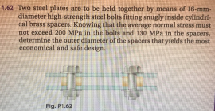 Solved Two steel plates are to be held together by means of | Chegg.com