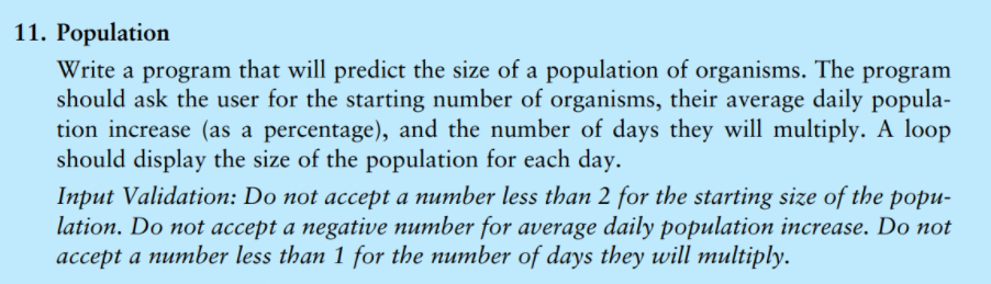 Solved 11. Population Write a program that will predict the | Chegg.com