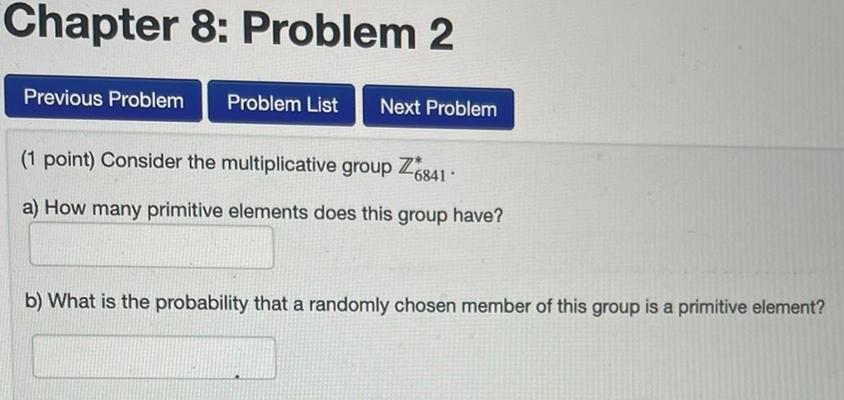 Solved Chapter 8: Problem 2 Previous Problem Problem List | Chegg.com