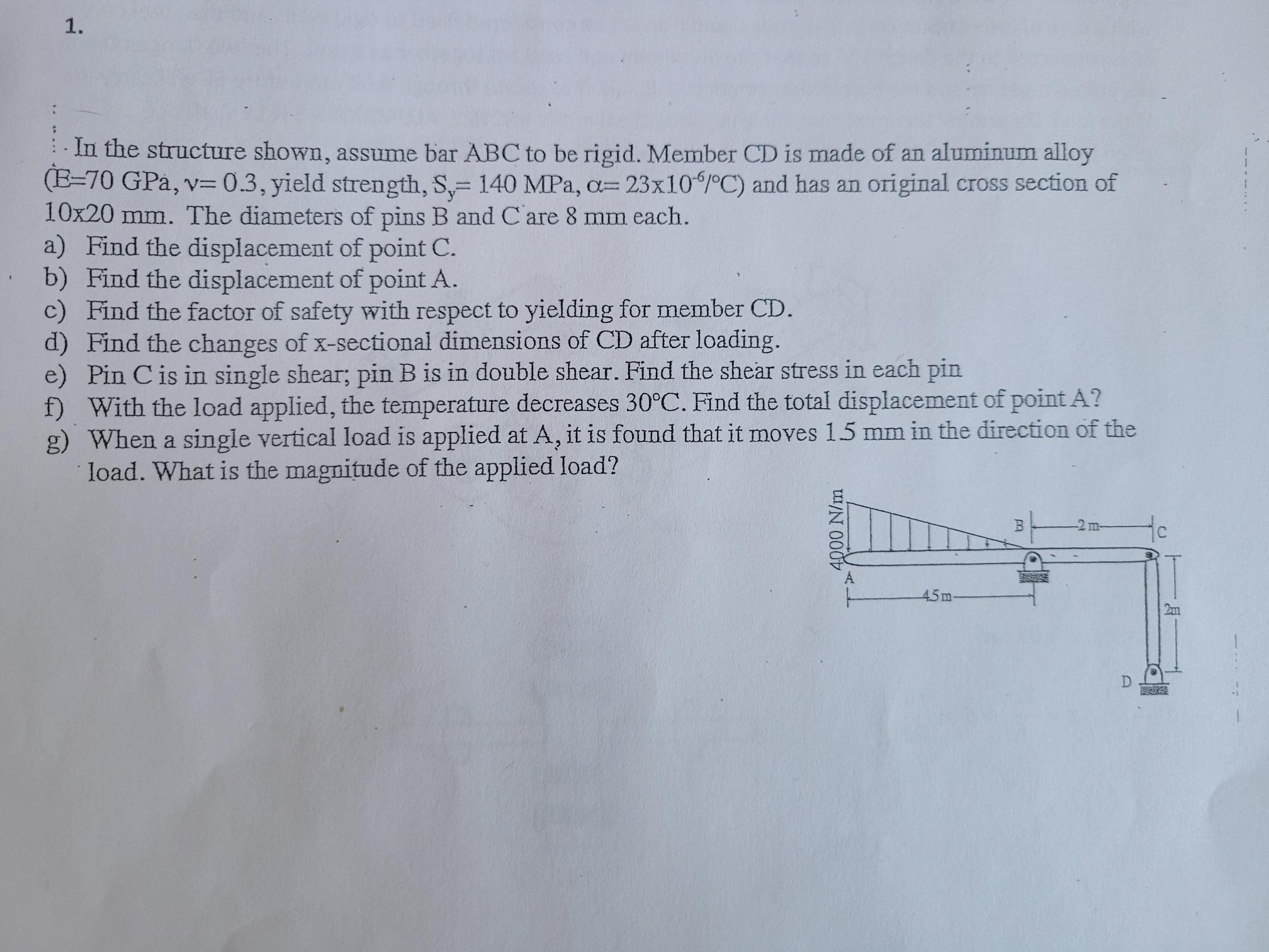Solved In the structure shown, assume bar ABC to be rigid. | Chegg.com