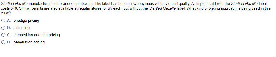 Solved Startled Gazelle manufactures self-branded | Chegg.com