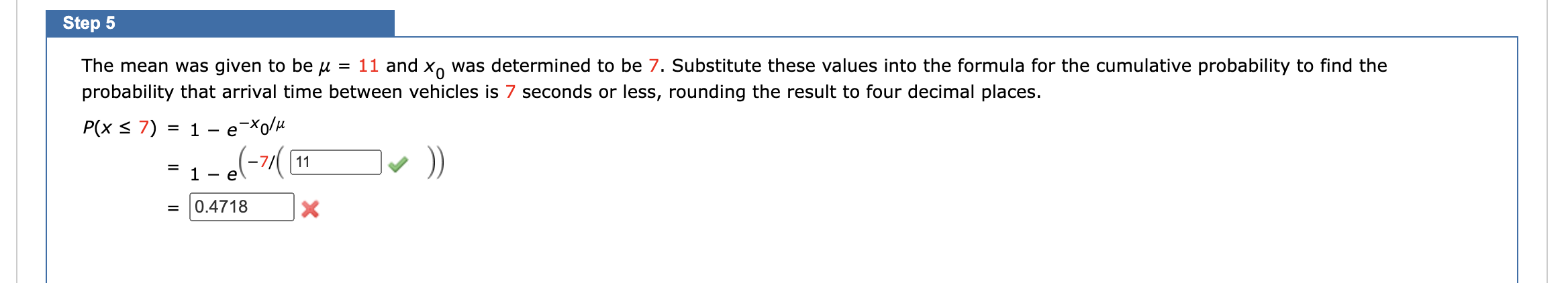 Solved Step 5 ﻿probability that arrival time between | Chegg.com
