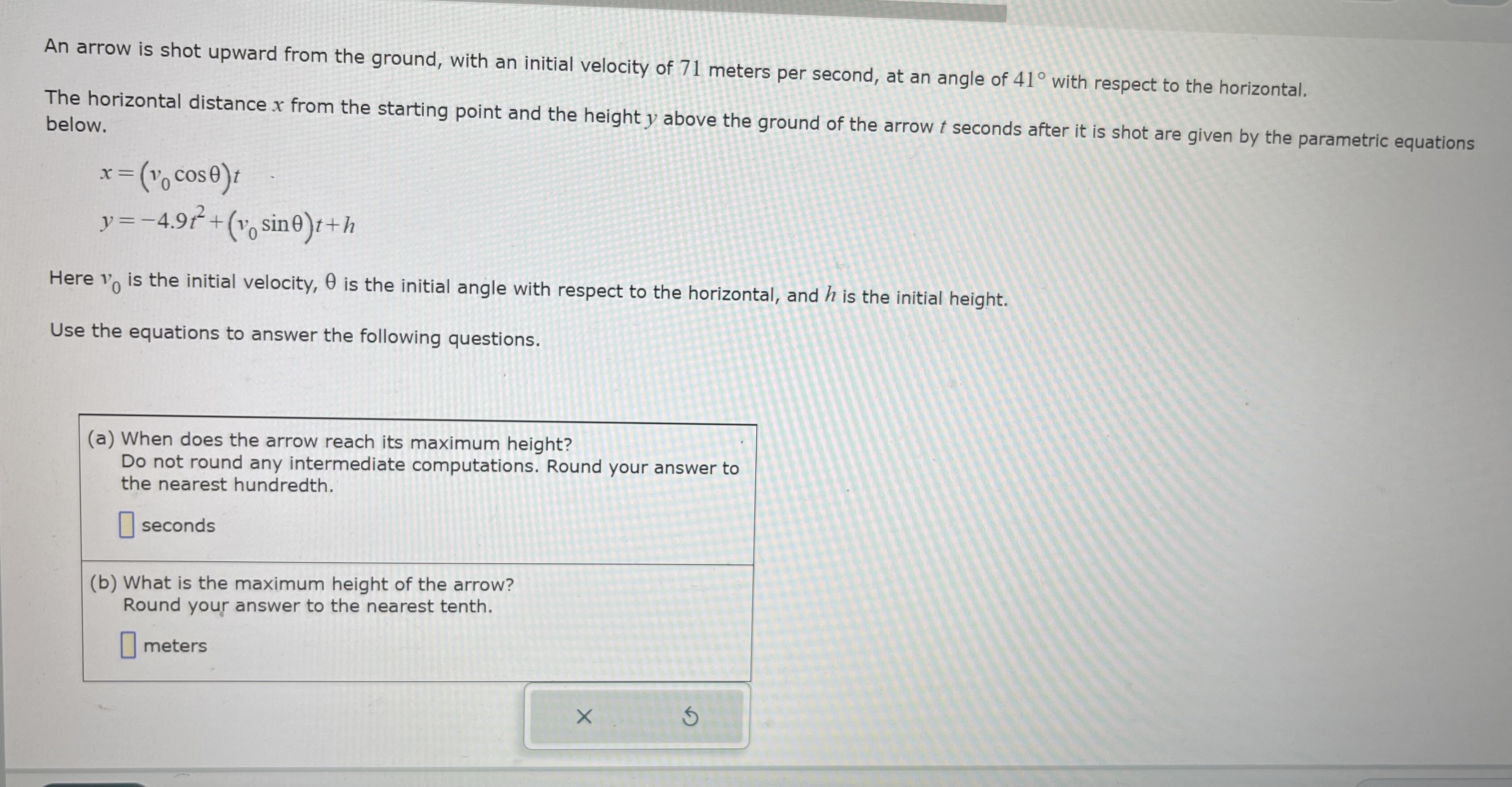 Solved An arrow is shot upward from the ground, with an | Chegg.com