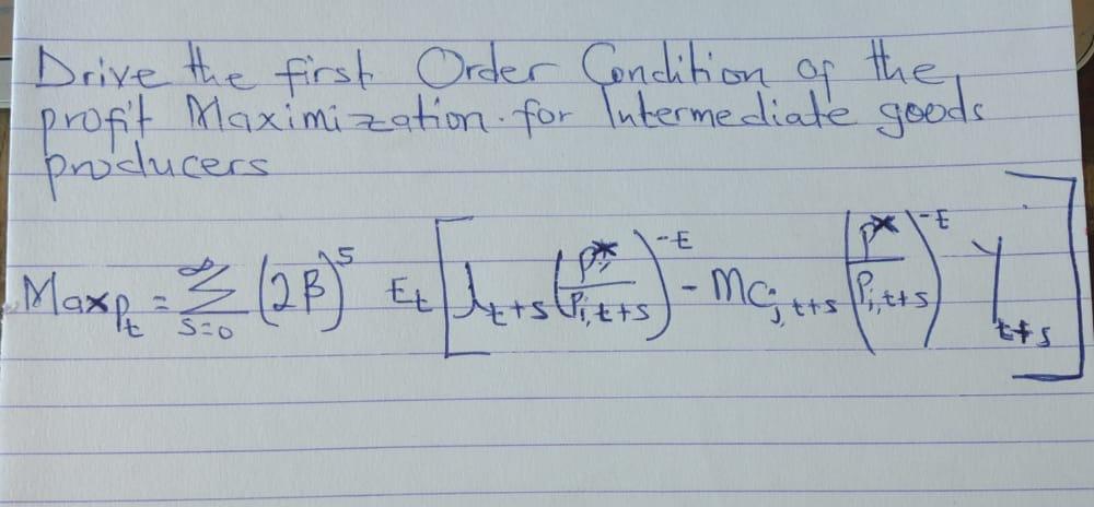 Drive the first Order Condition of the profit | Chegg.com