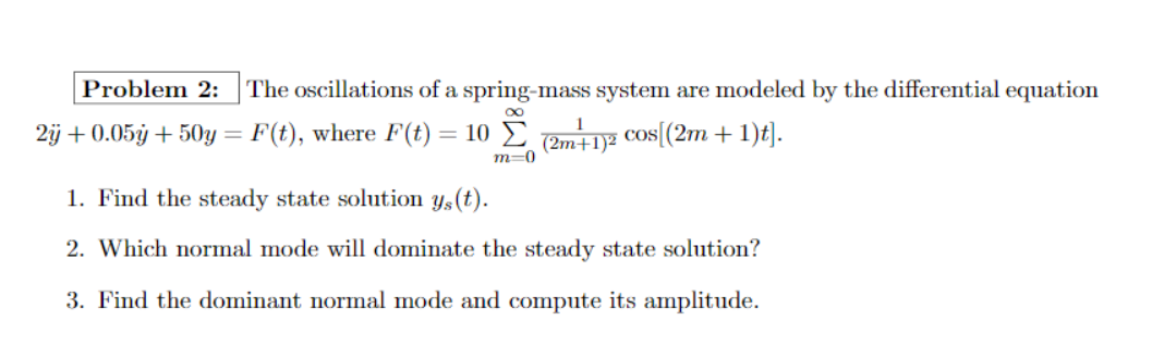 The oscillations of a spring-mass system are modeled | Chegg.com