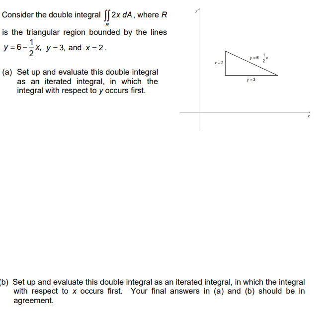 Solved Consider the double integral [[ 2x dA, where R is the | Chegg.com
