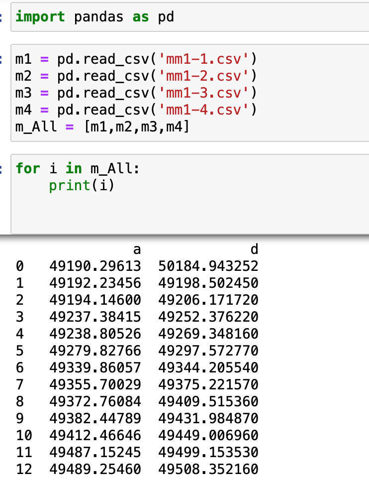 Solved Python. Below is 2 colums (a,d). How can I subtract | Chegg.com