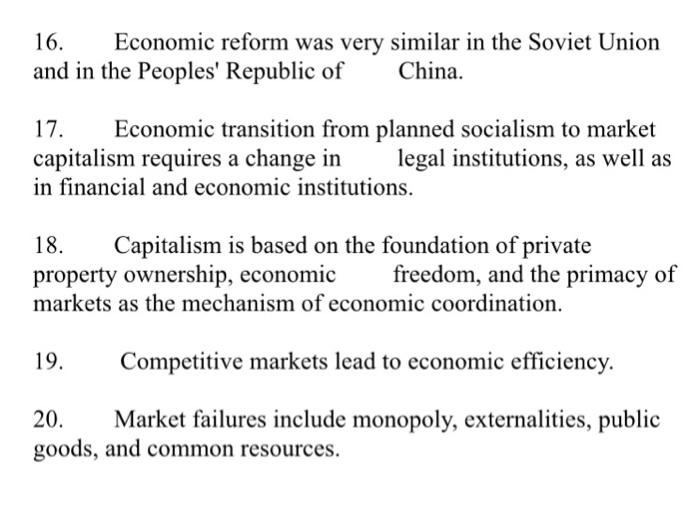 Solved 16. Economic reform was very similar in the Soviet | Chegg.com