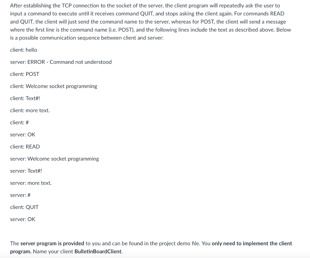 Solved In this project, you will need to implement a | Chegg.com