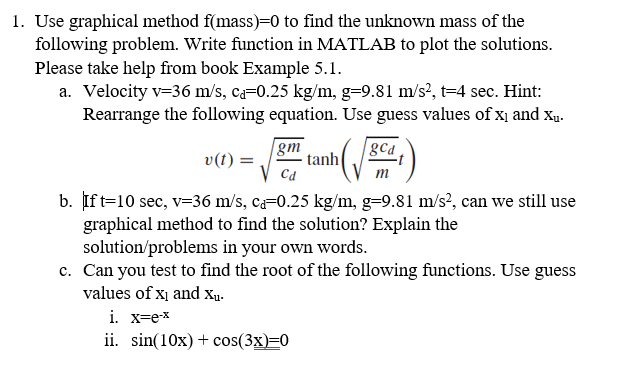 Solved Use graphical method f (mass) =0 to find the unknown | Chegg.com
