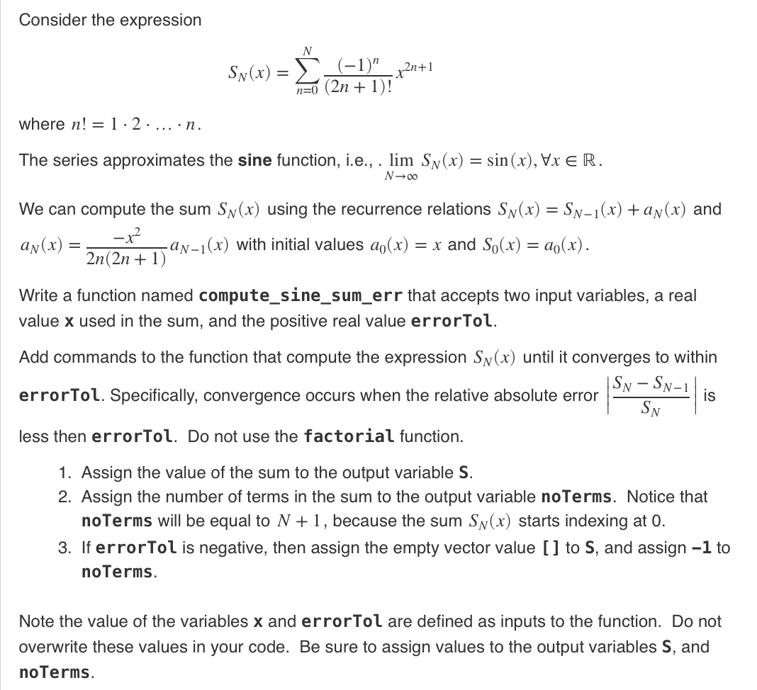 Solved Consider the expression N Sn(x) = (-1)"_x2n+1 n=0 (2n | Chegg.com