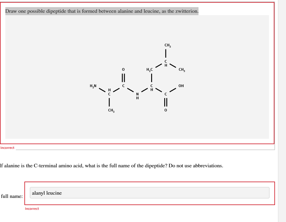 Solved Draw one possible dipeptide that is formed between | Chegg.com
