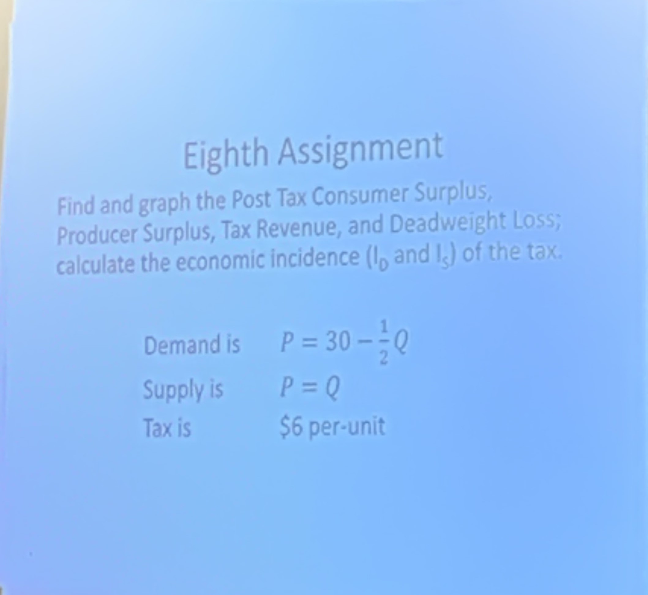 Solved Find and graph the Post Tax Consumer Surplus, | Chegg.com