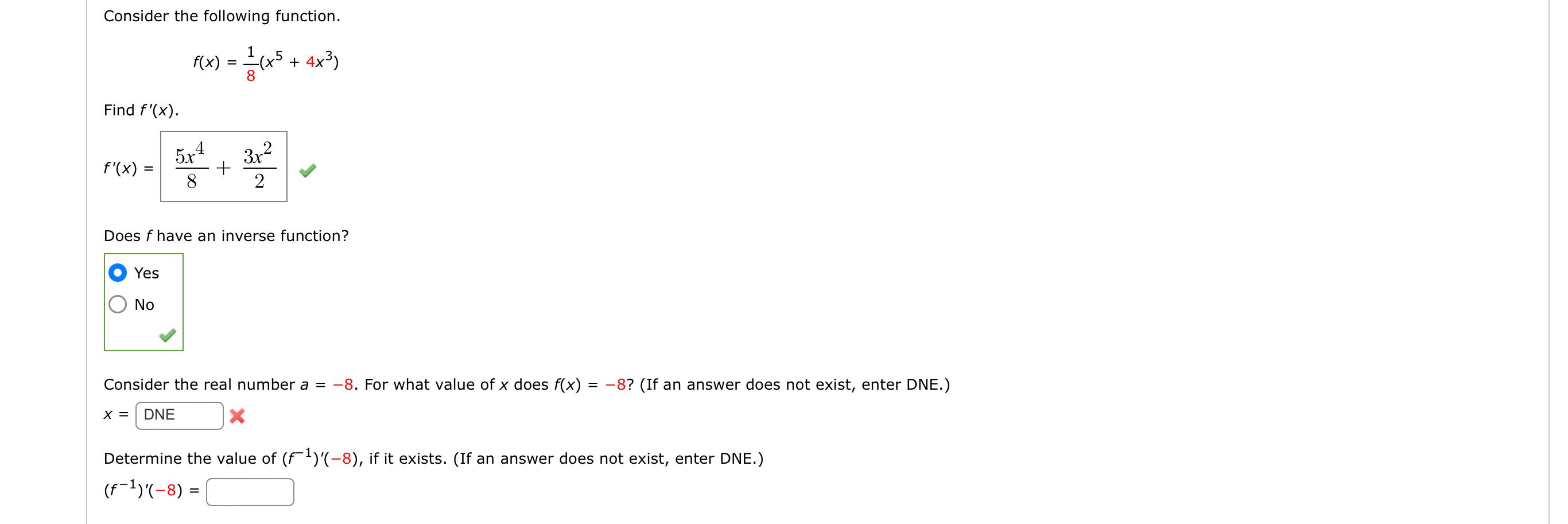 Solved Consider the following function. f(x)=81(x5+4x3) Find | Chegg.com