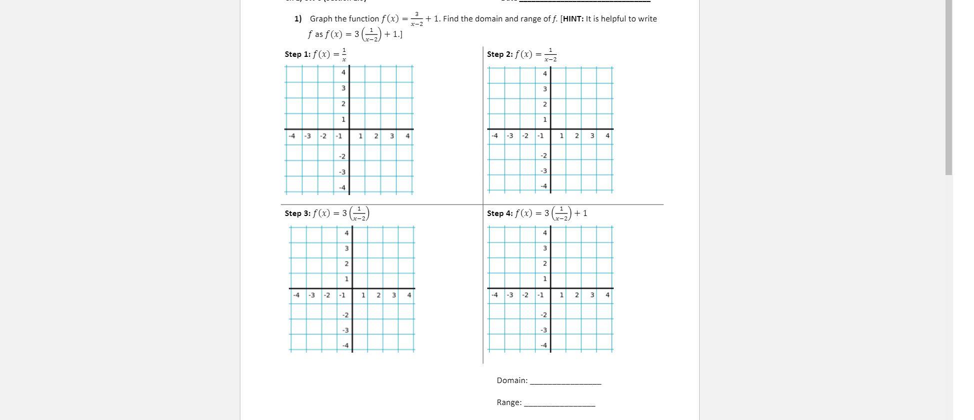 Solved + 1. Find the domain and range of f. [HINT: It is | Chegg.com