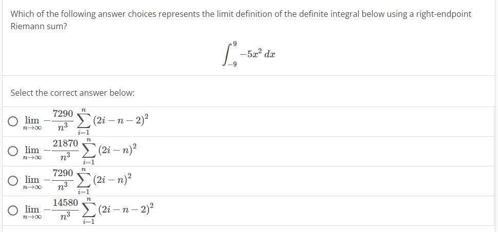 Solved Which of the following answer choices represents the | Chegg.com