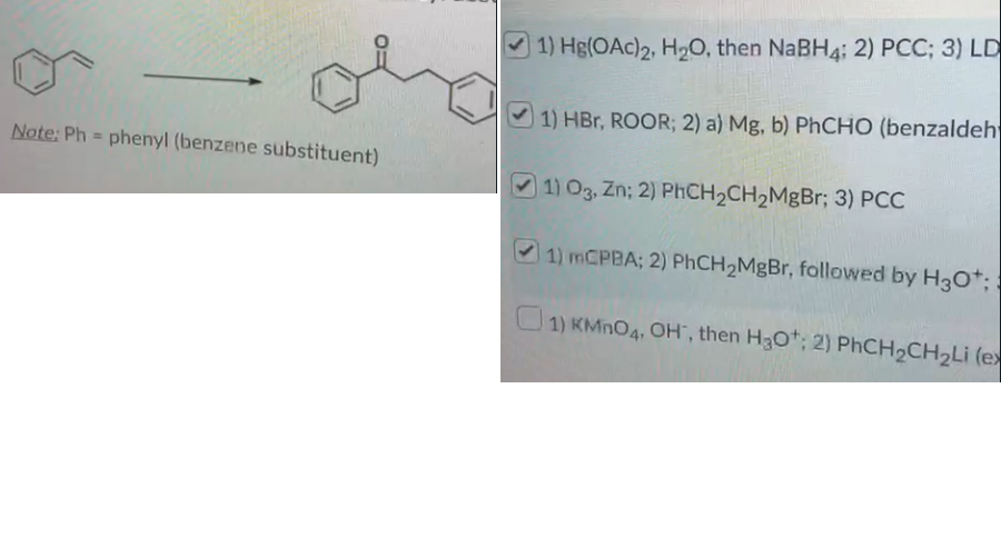 Solved | 1) Hg(OAc)2, H20, then NaBH4; 2) PCC; 3) LD Note: | Chegg.com