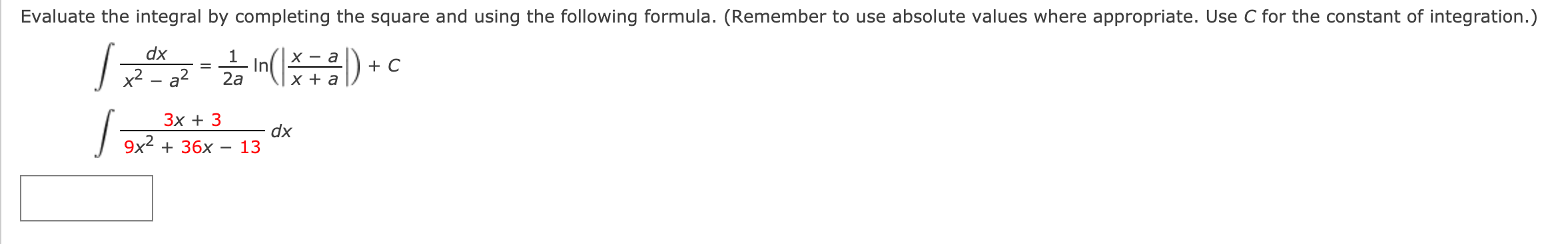 Solved Evaluate the integral by completing the square and | Chegg.com
