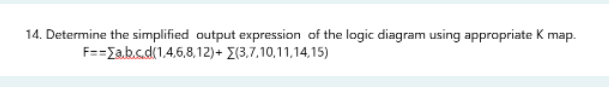 Solved 14. Determine the simplified output expression of the | Chegg.com